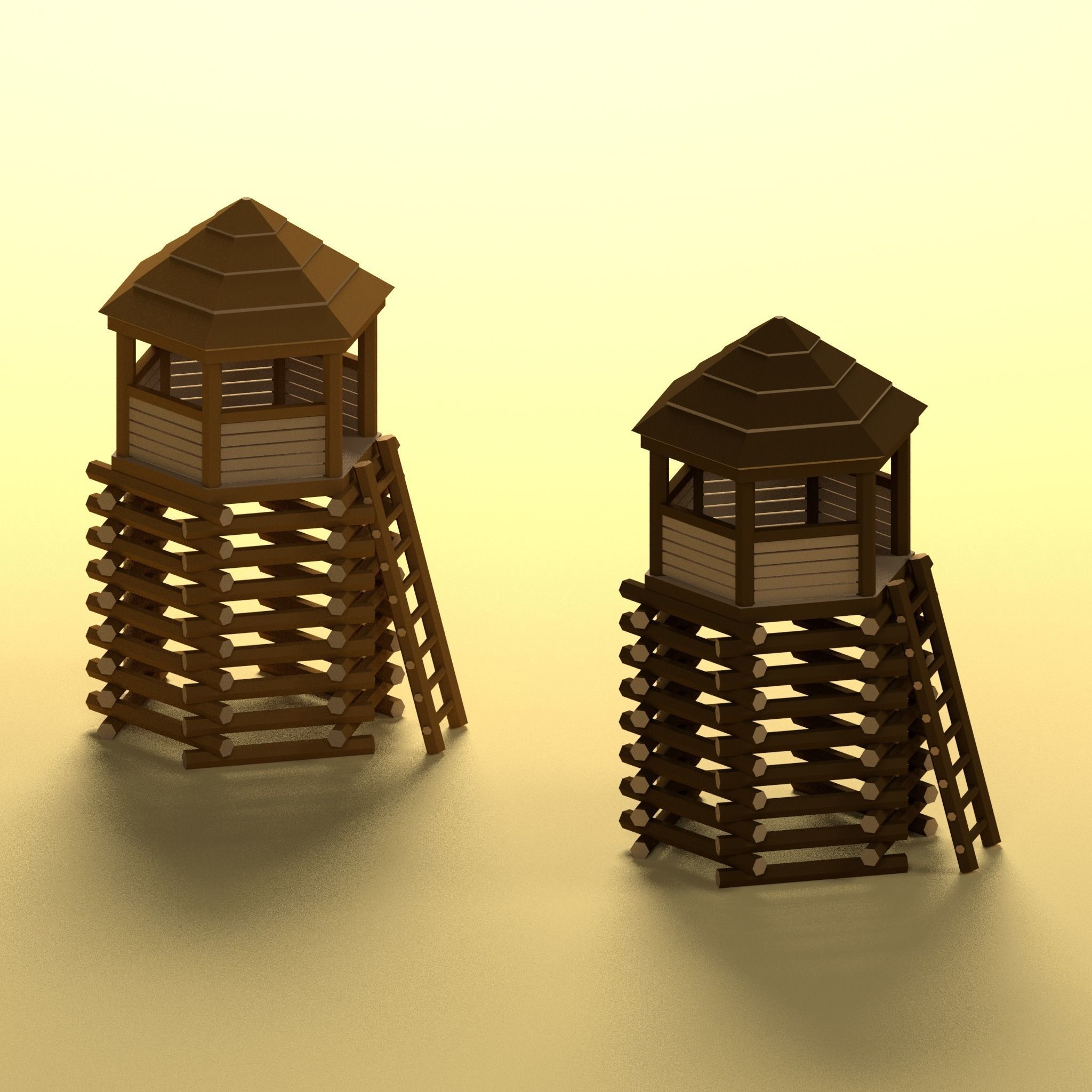 3D model Low Poly Wood Tower 1 VR / AR / low-poly | CGTrader