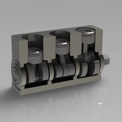 Three-Cylinder Engine 3D model 3D printable | CGTrader