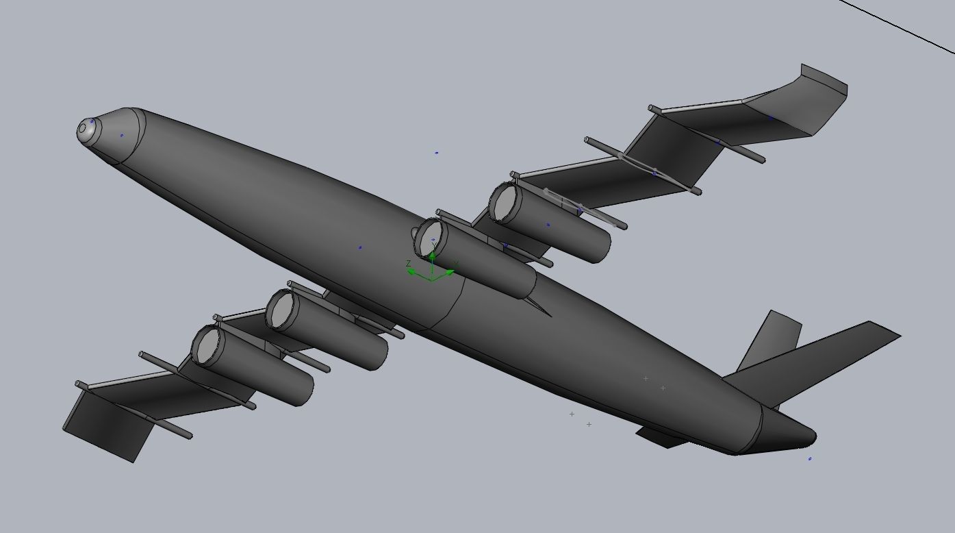 Waved Zigzag Wing Theoretical Heavy Cargo Plane 3D model 3D printable ...