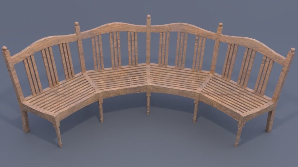 3D outdoor curved wood chair | CGTrader