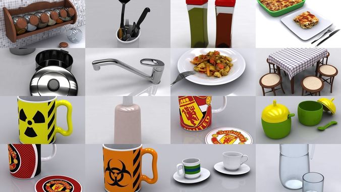 Kitchenware and some Foods 3D Model Collection | CGTrader