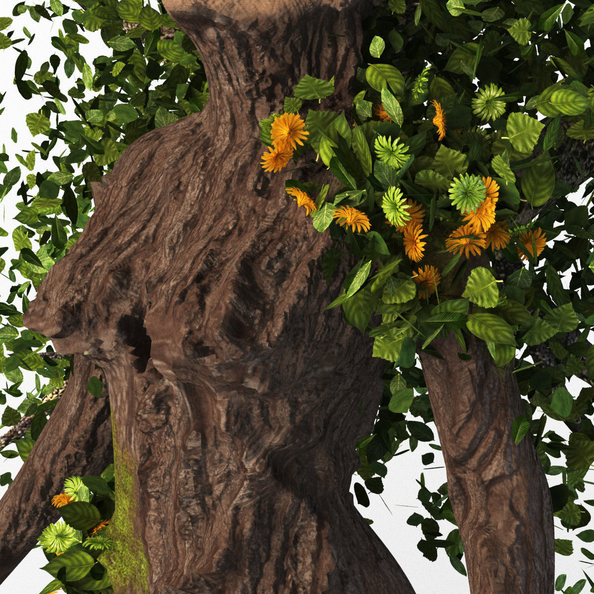 Tree-girl sculpture 3D model | CGTrader