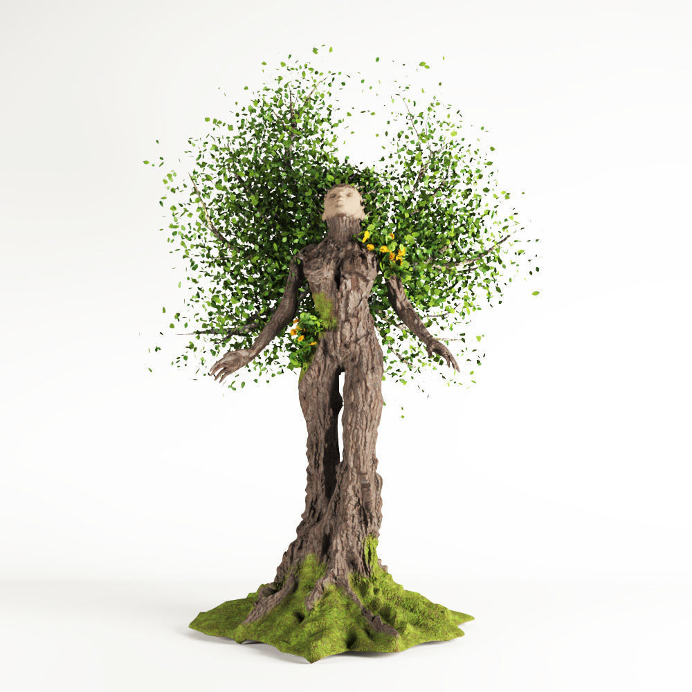Tree-girl sculpture 3D model | CGTrader