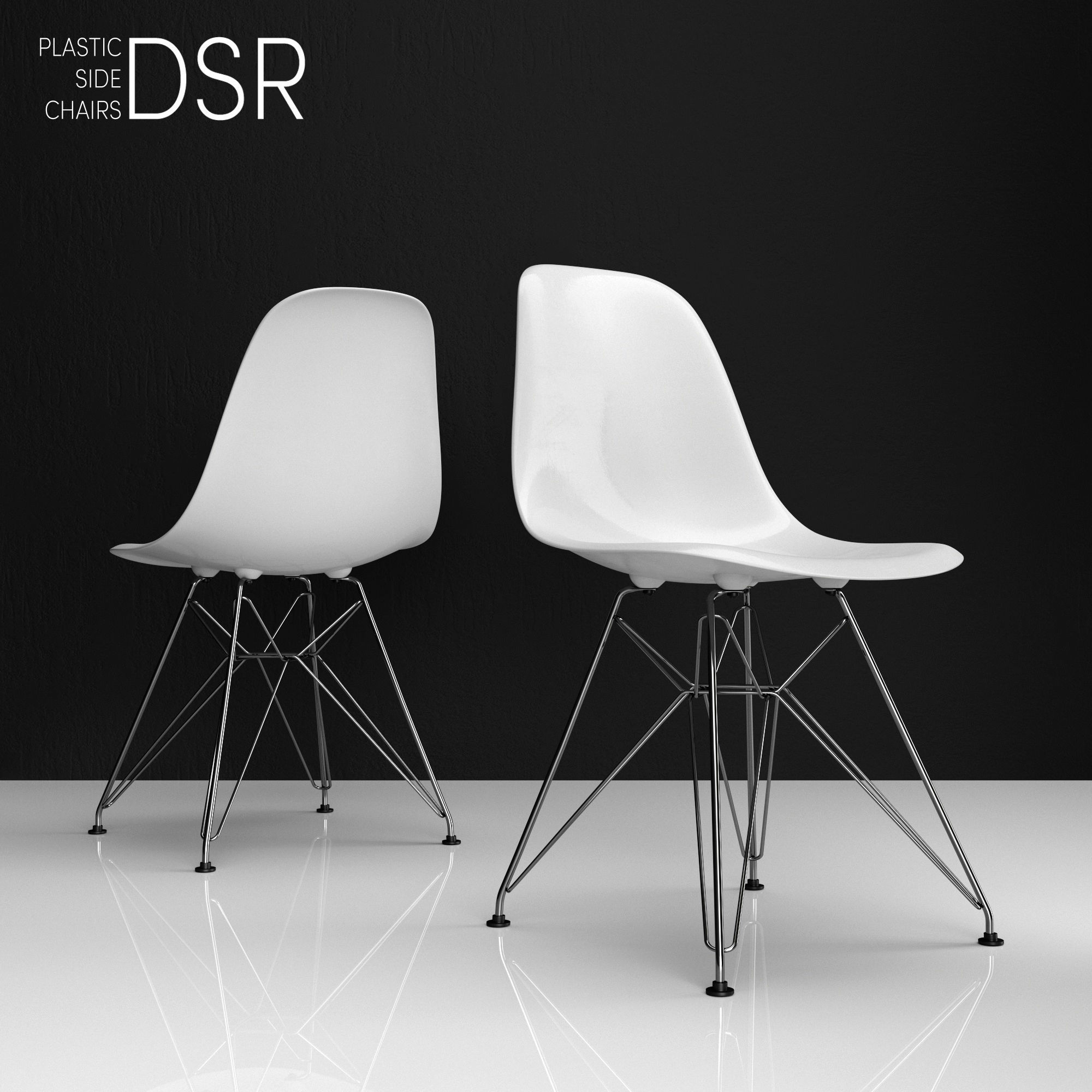 3D Eames DSR plastic side chairs | CGTrader