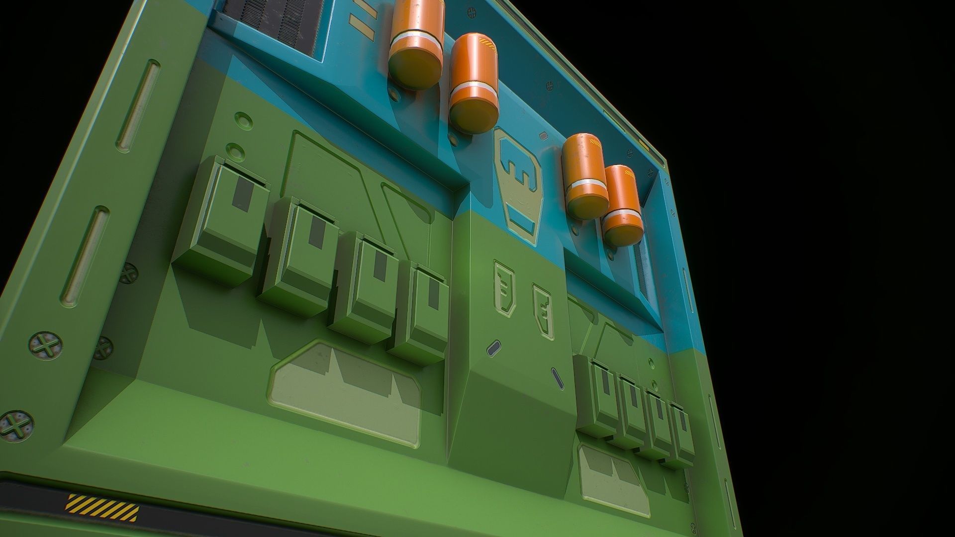 3D model Low poly sci fi green wall pattern environment asset VR / AR ...