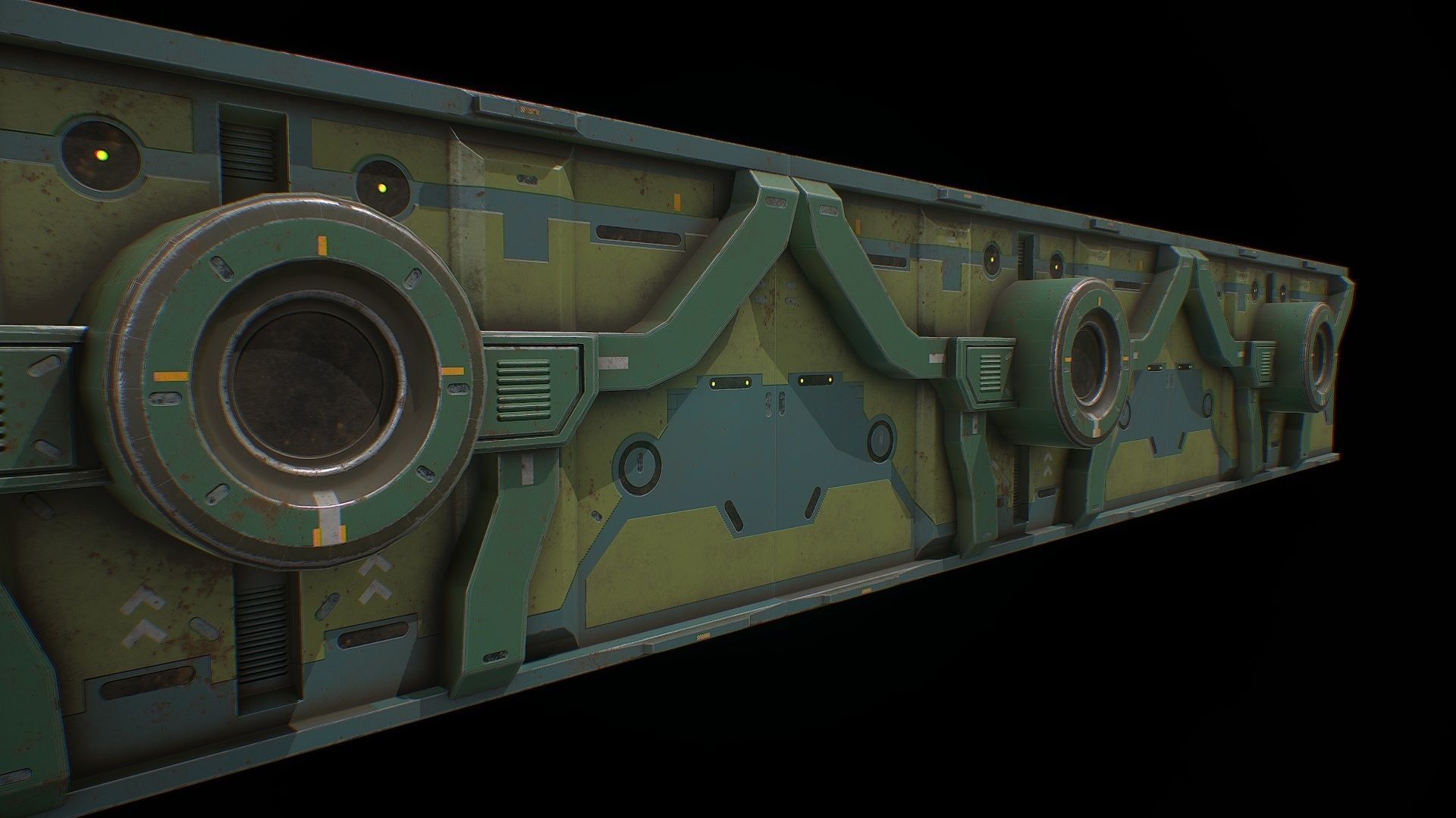 3D model Low poly sci fi military wall pattern environment asset VR ...