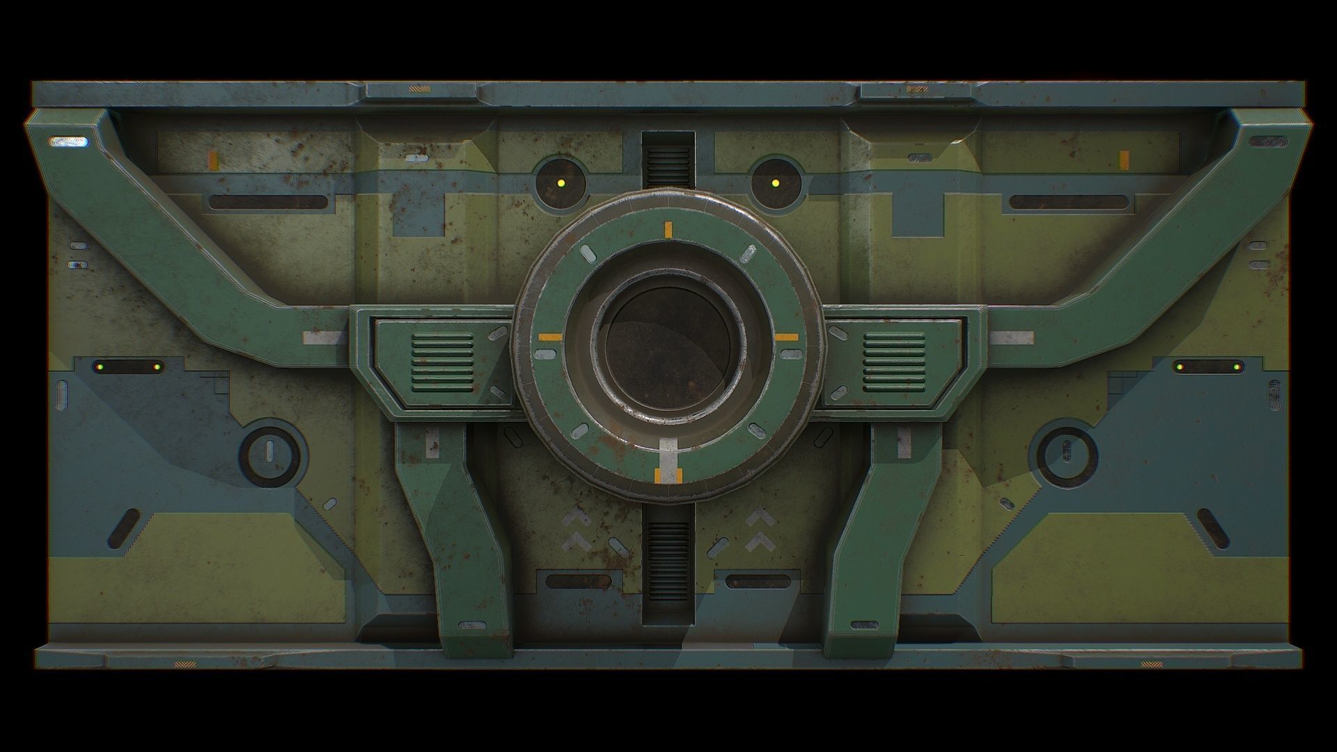 3D model Low poly sci fi military wall pattern environment asset VR ...