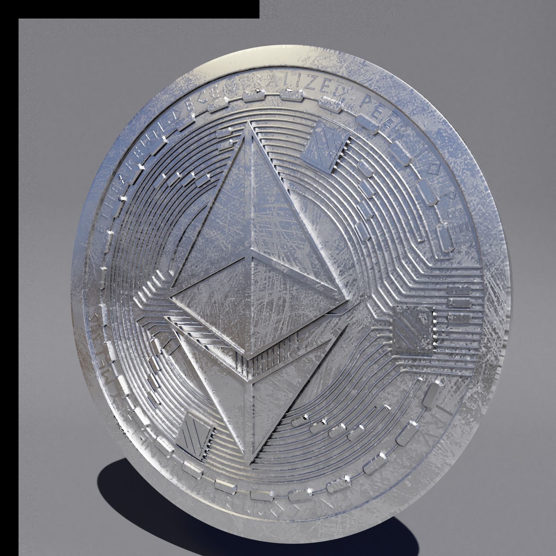 Ethereum cryto coin token model 3D model | CGTrader