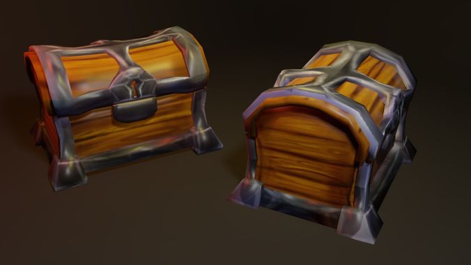 3D model Game ready low poly treasure chest VR / AR / low-poly | CGTrader