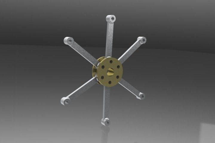 Pneumatic 6 Cylinder Radial Engine free 3D model | CGTrader