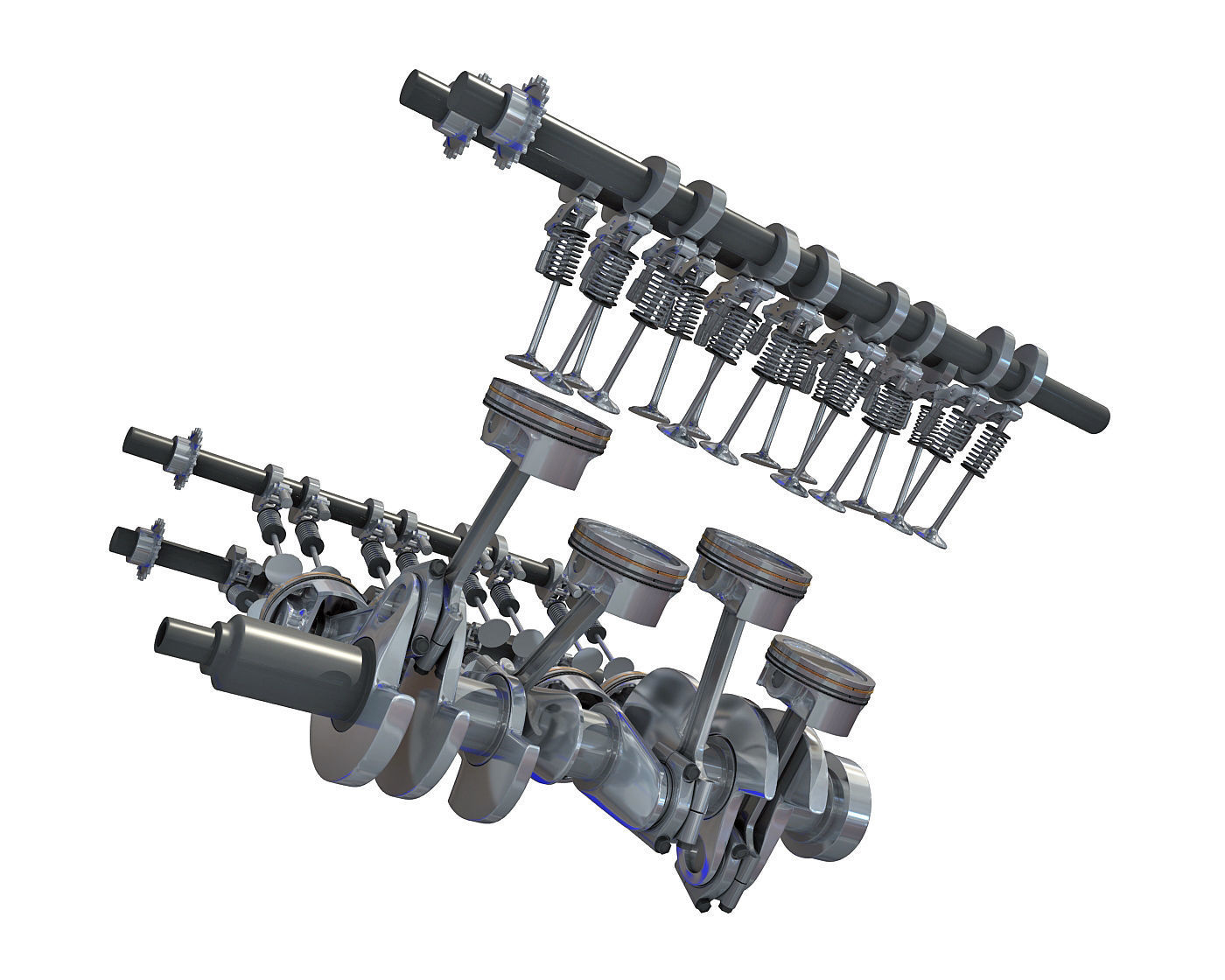 Animated V8 Engine Mechanism Internal Components 3D model animated ...