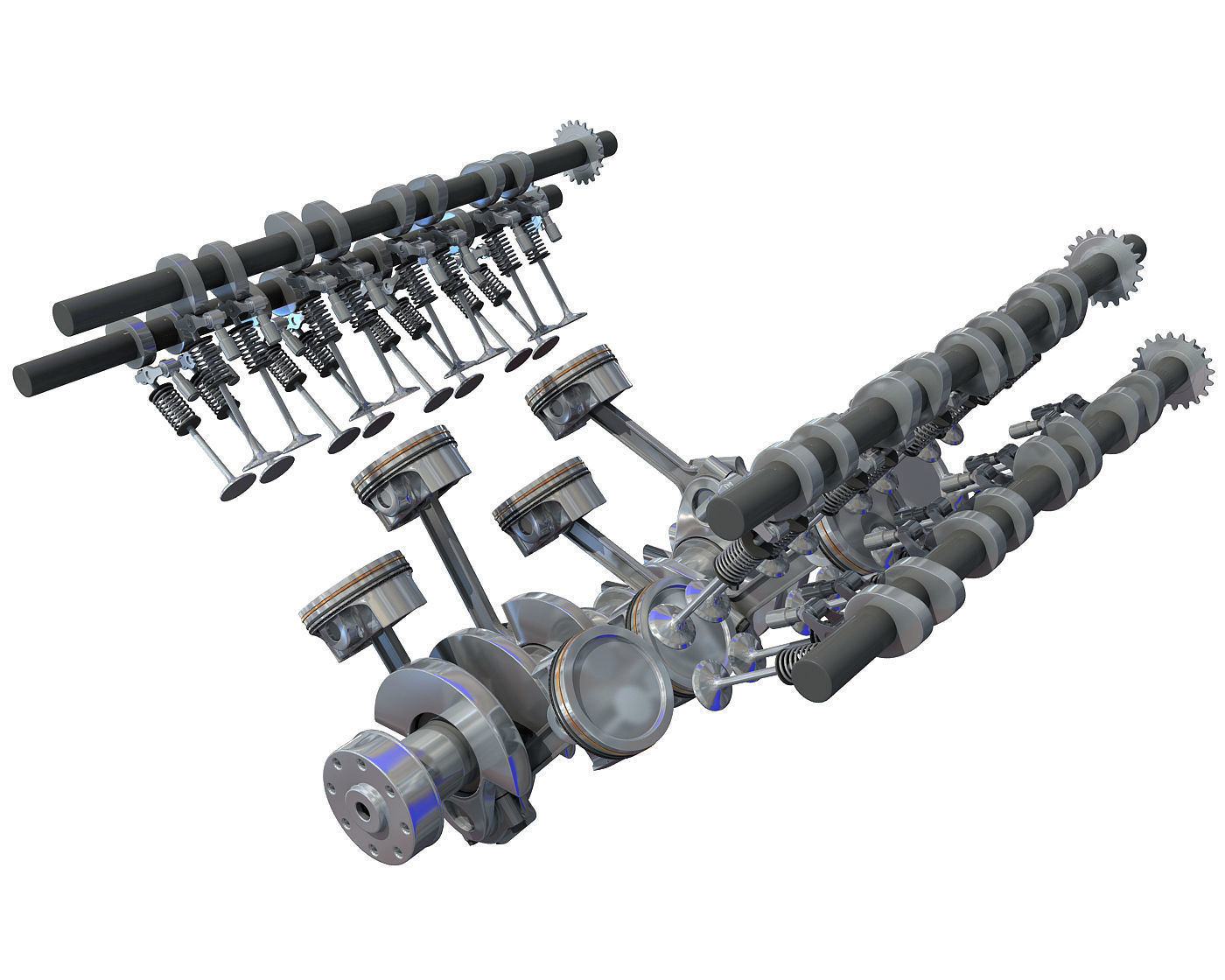 Animated V8 Engine Mechanism Internal Components 3D model animated ...