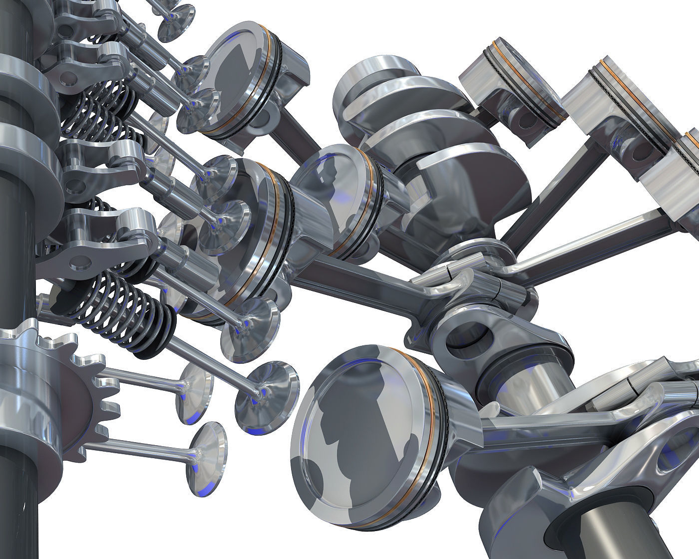 Animated V8 Engine Mechanism Internal Components 3D model animated ...