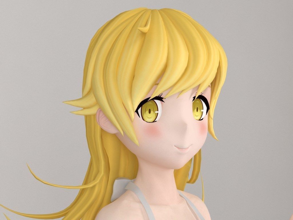 Shinobu Oshino anime girl pose 02 3D model | CGTrader