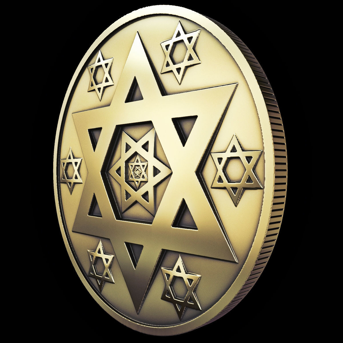 Star of David Coin 3D model 3D printable | CGTrader