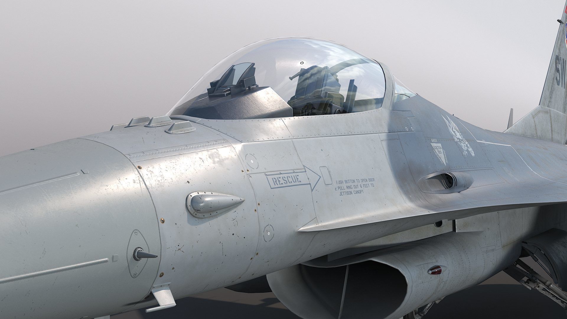 General Dynamics F-16 Fighting Falcon rigged 3D model animated rigged ...