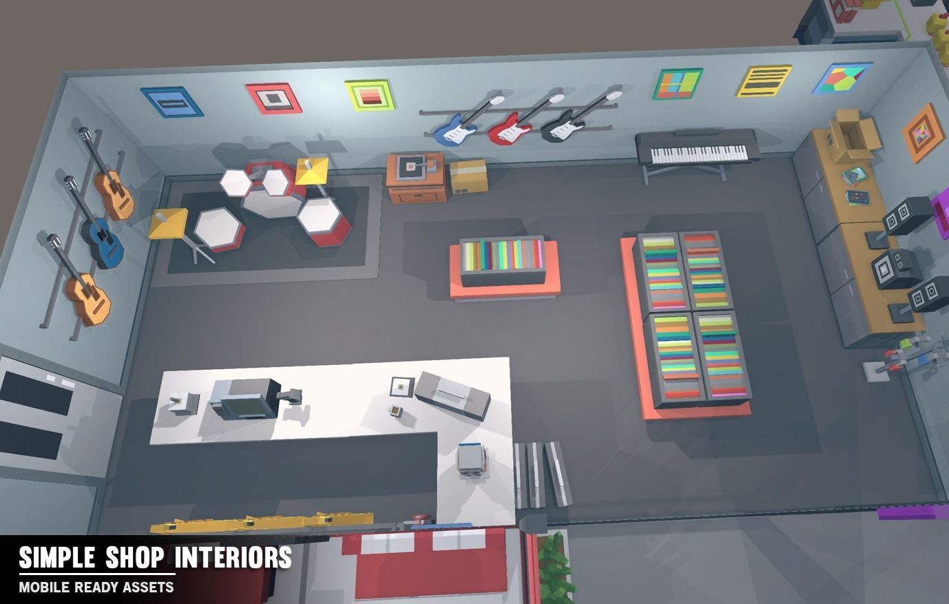 3D model Simple Shop Interiors - Cartoon assets VR / AR / low-poly ...