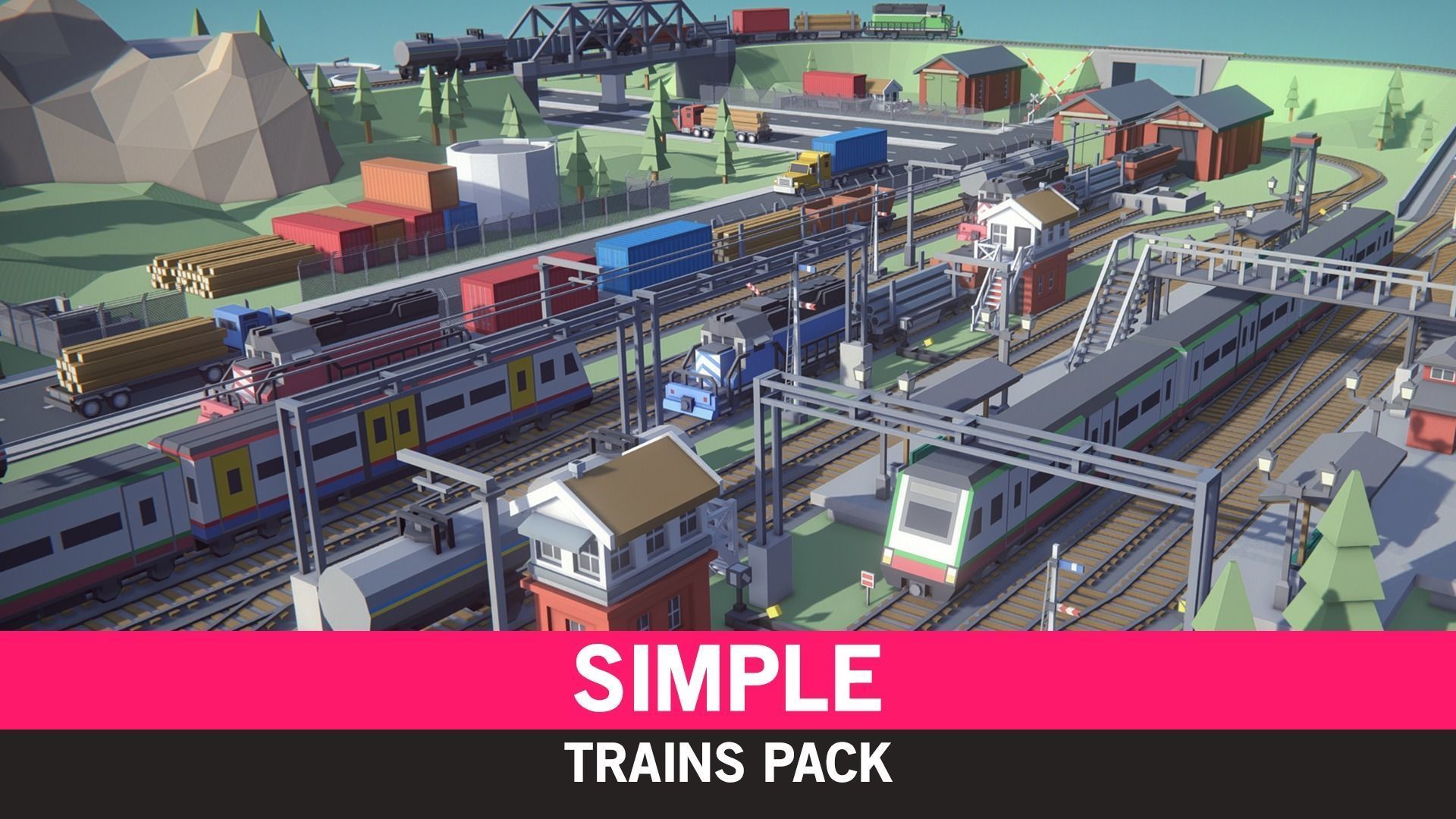 3D model Simple Trains - Cartoon Assets VR / AR / low-poly | CGTrader