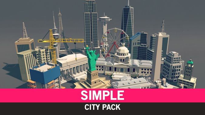 3D model Simple City - Cartoon Assets VR / AR / low-poly | CGTrader
