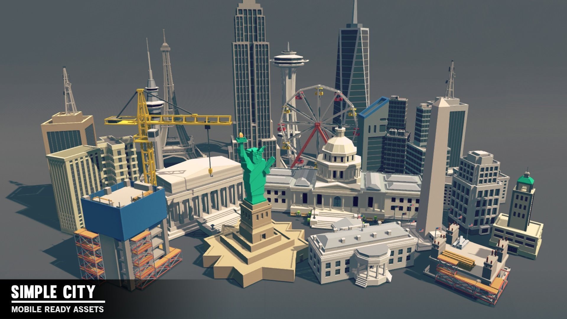 3D model Simple City - Cartoon Assets VR / AR / low-poly | CGTrader