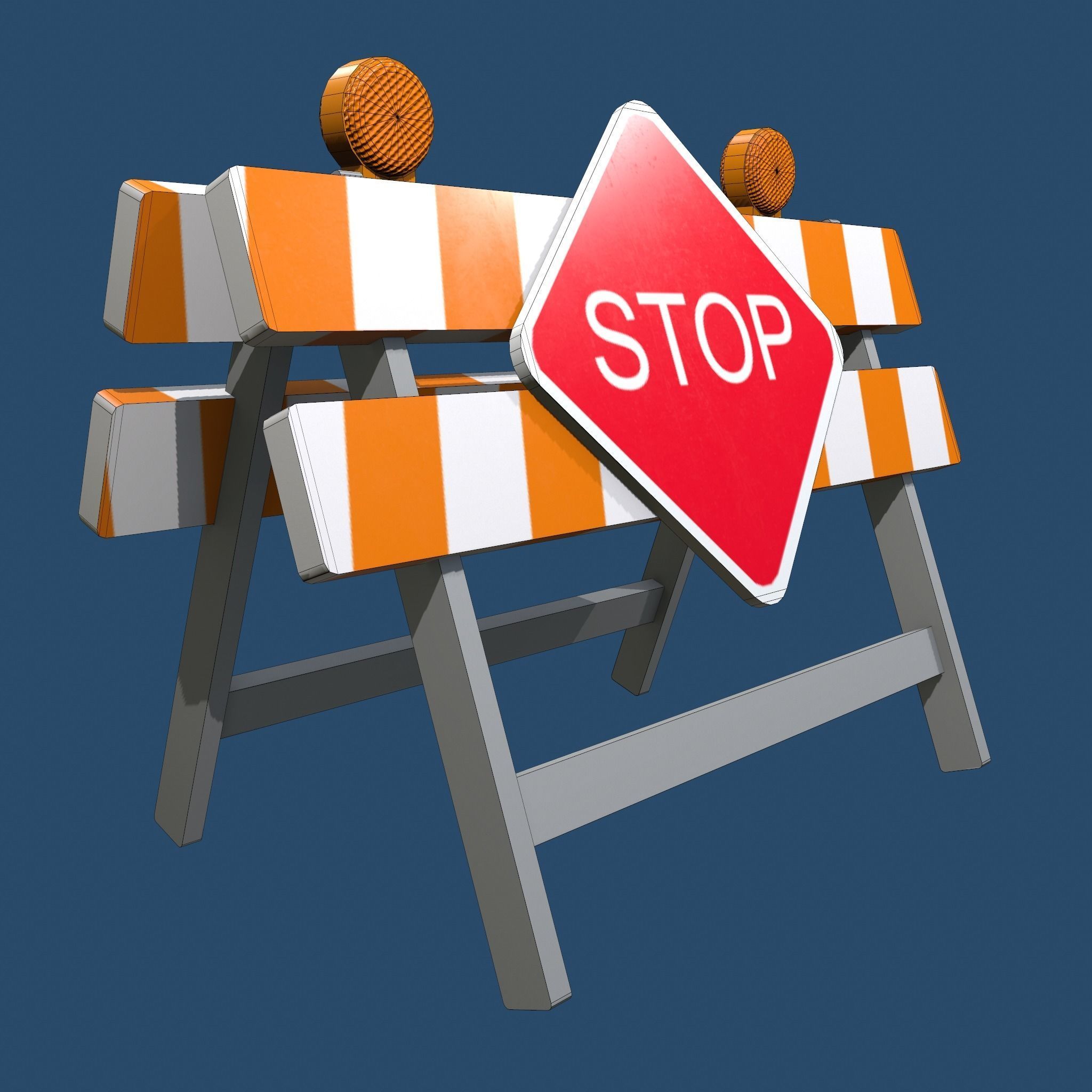 Traffic Alert Road Block Sign free VR / AR / low-poly 3D model rigged ...