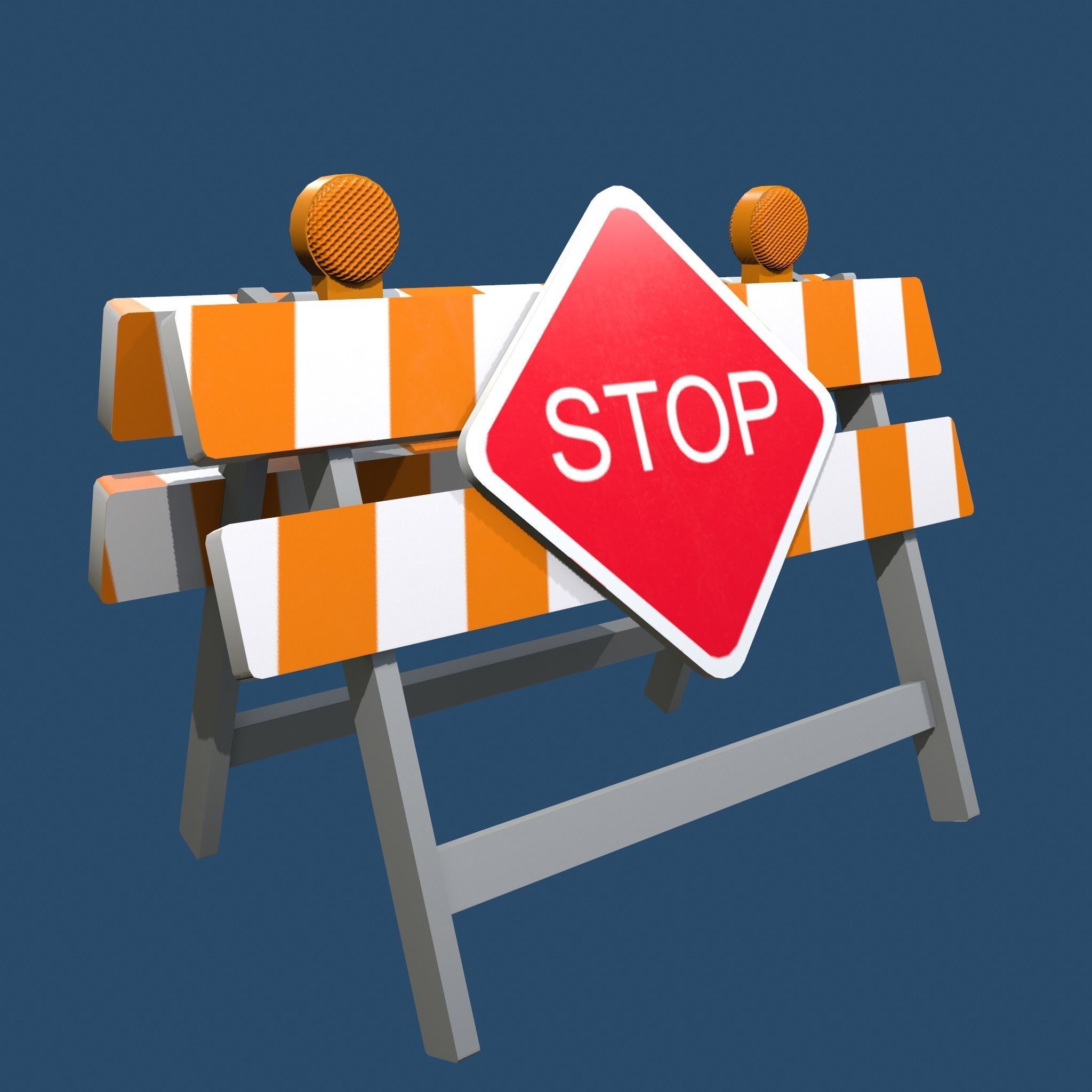 Traffic Alert Road Block Sign free VR / AR / low-poly 3D model rigged ...