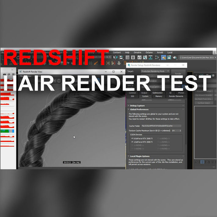 Redshift 3.0. Hair render test on 2x2080ti+NVLink. RTX ON | CGTrader