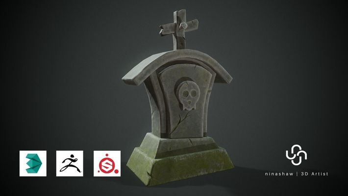 TIMELAPSE | Game Asset Stylized Gravestone | 3dsMax/ZBrush/Substance ...