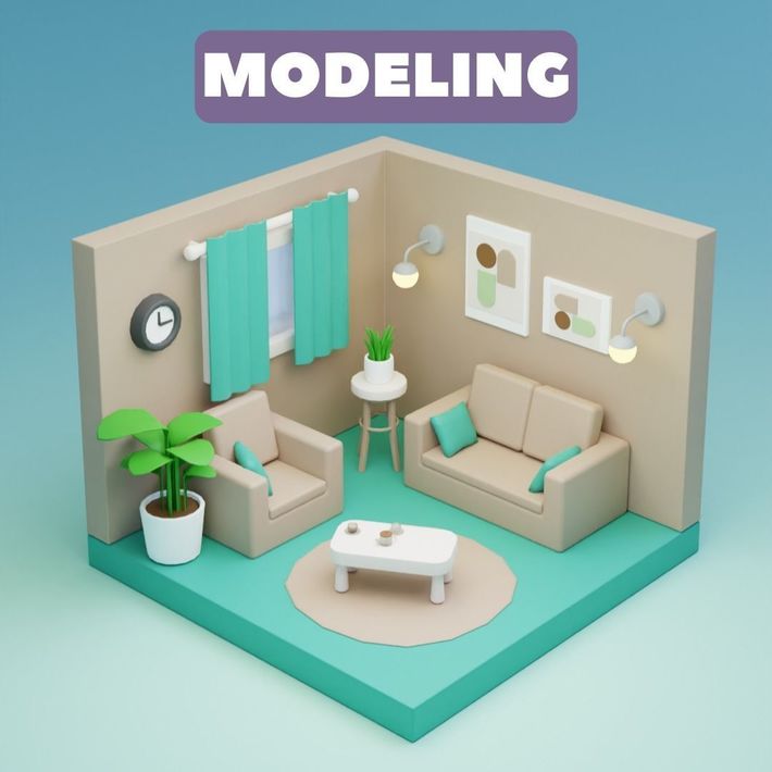 Cartoon Living Room in Maya - 3D Modeling Process. Part 1
